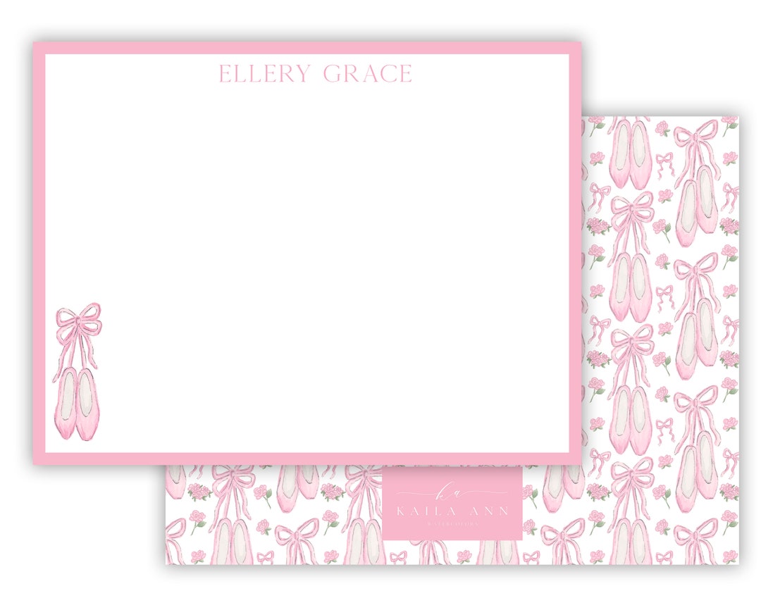 Custom Ballet Stationery Set, Pink Ballet Notecard Set, Ballet ...