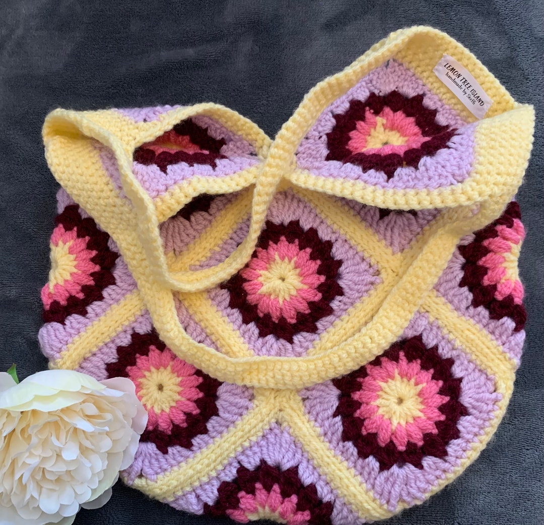 Flower Granny Square Handmade Crochet Bag - Etsy