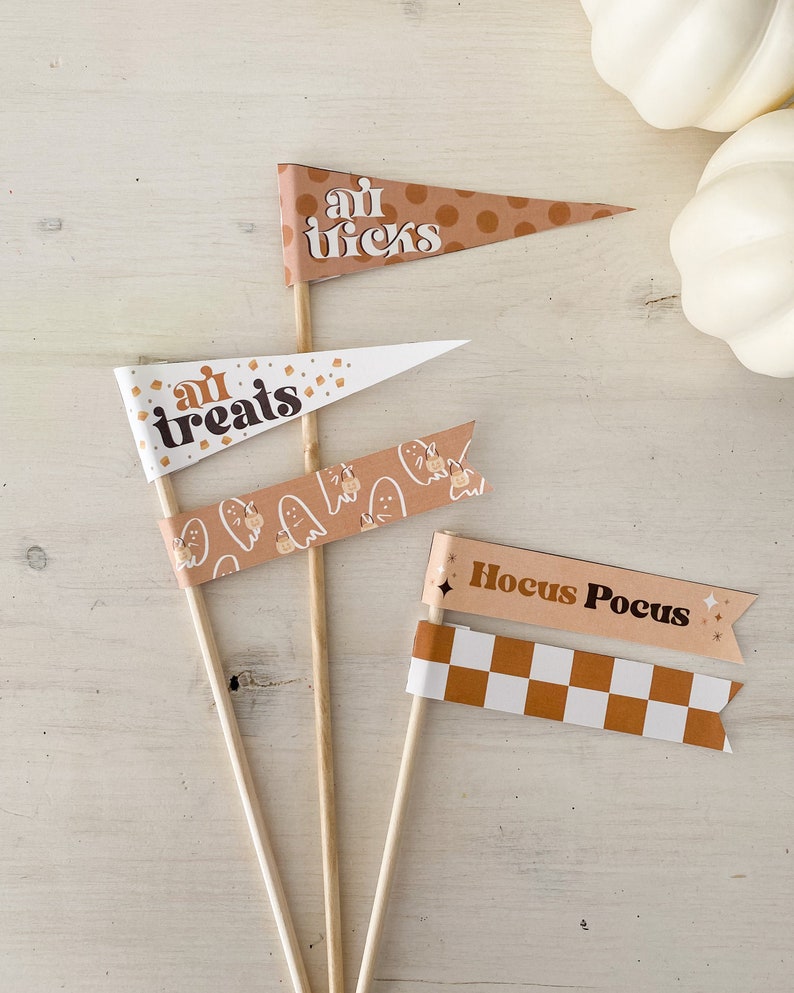 Halloween Pennant Flag Bundle | Neutral Halloween Flags, Boo Basket ...