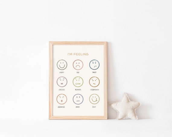 Smiley Face Feelings Chart Digital Print Emotions Print Kids - Etsy