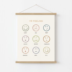 Smiley Face Feelings Chart Digital Print, Emotions Print, Kids Room ...