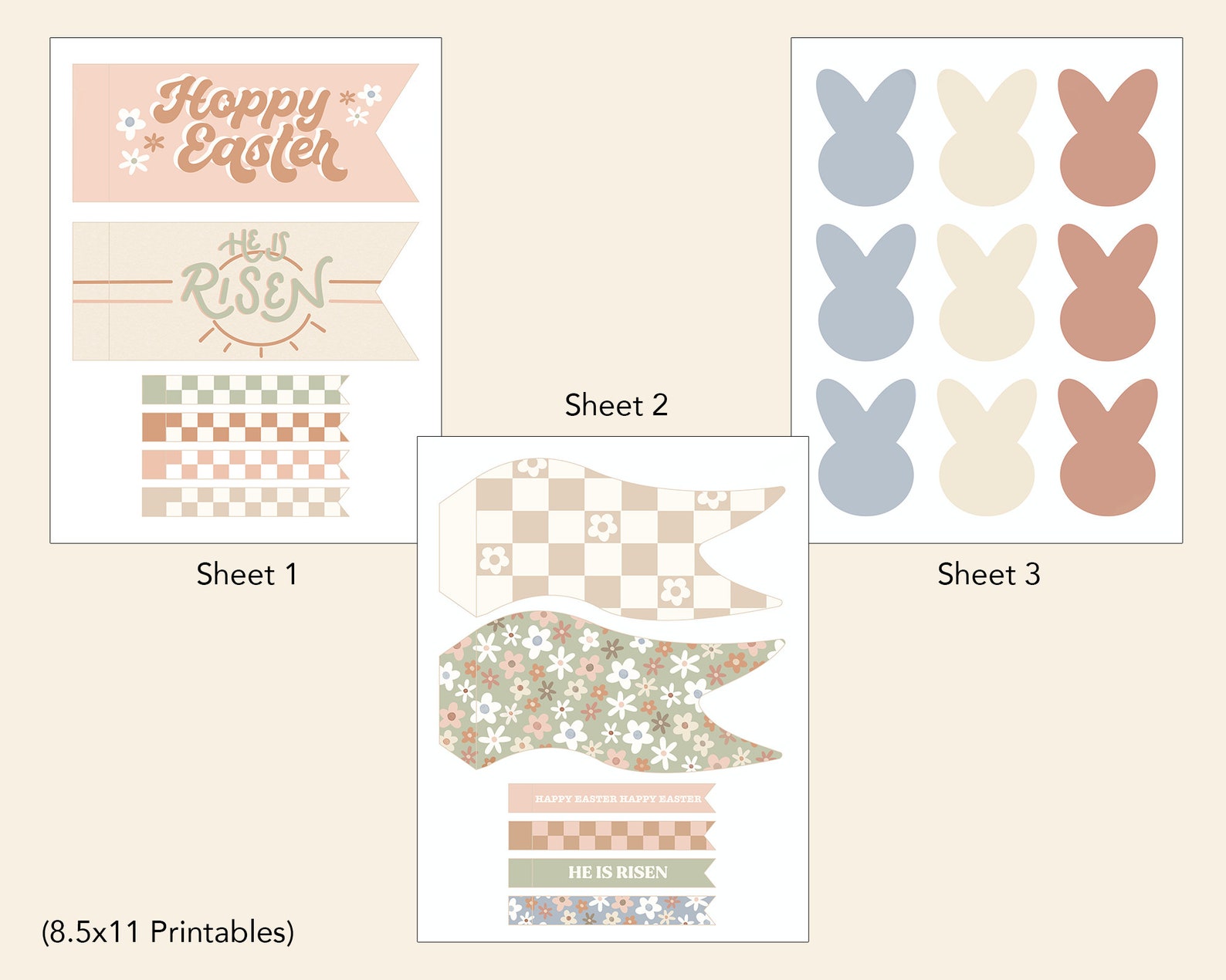 Easter Pennant Flags and Printables Bundle | 6 Downloadable Flags, 18 ...