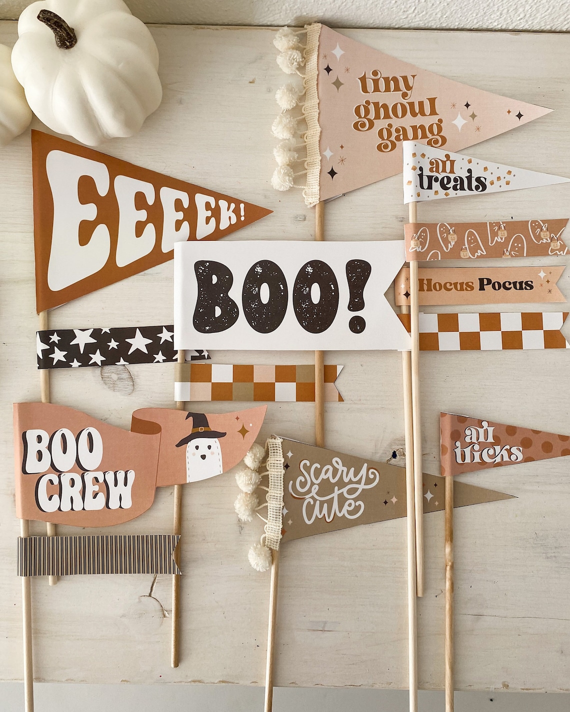 Halloween Pennant Flag Bundle | Neutral Halloween Flags, Boo Basket ...