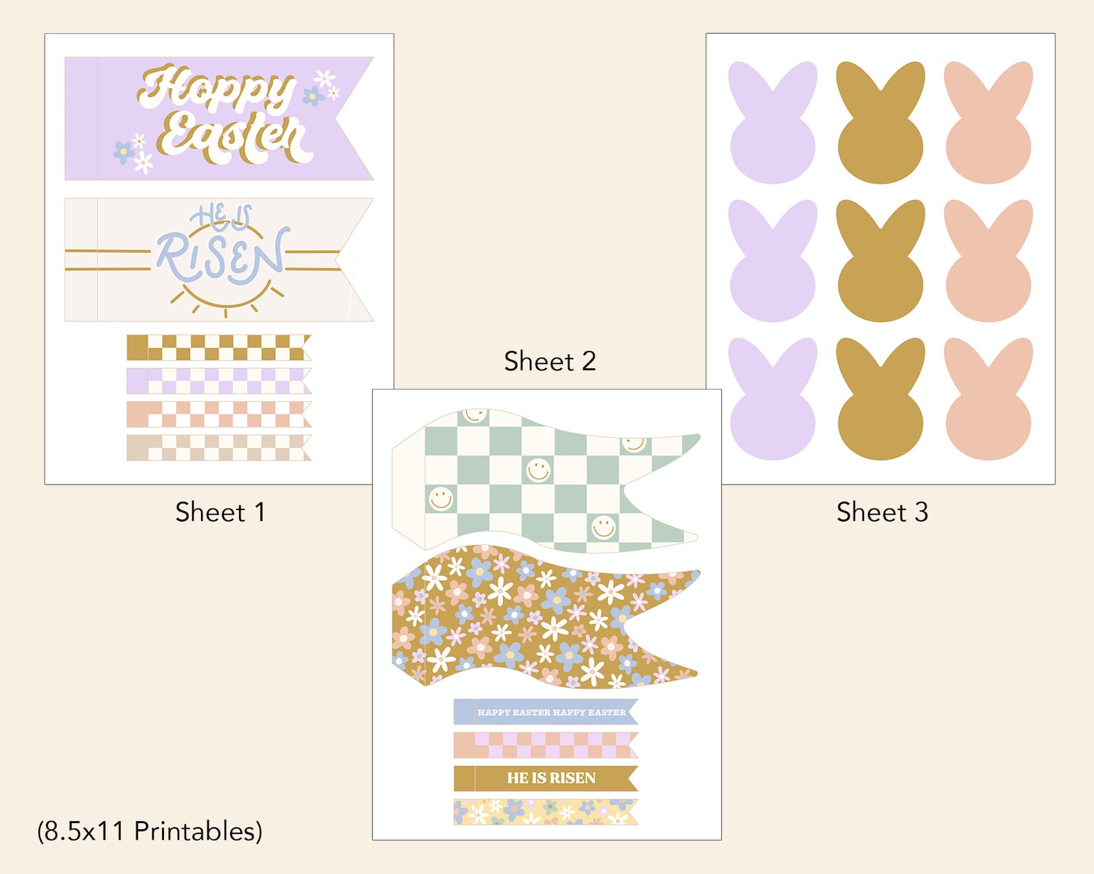 Easter Pennant Flags and Printables Bundle 6 Downloadable - Etsy