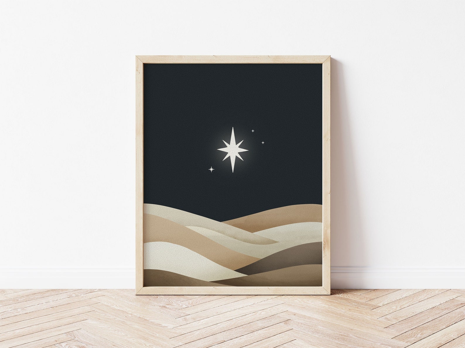 Nativity Star of Bethlehem Digital Print | Navy Christmas Abstract ...