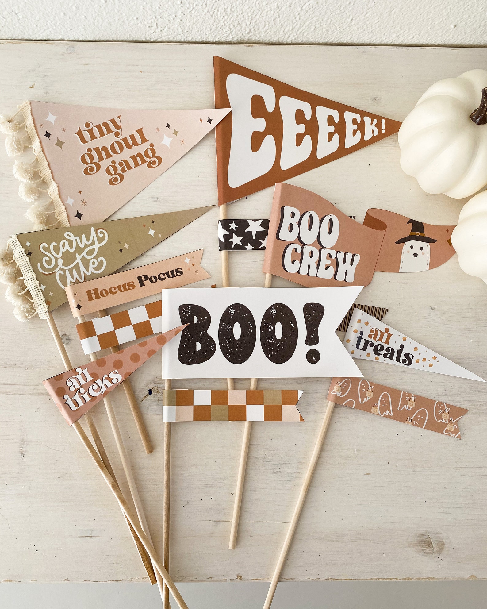 Halloween Pennant Flag Bundle | Neutral Halloween Flags, Boo Basket ...