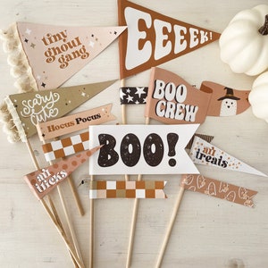 Halloween Pennant Flag Bundle | Neutral Halloween Flags, Boo Basket ...