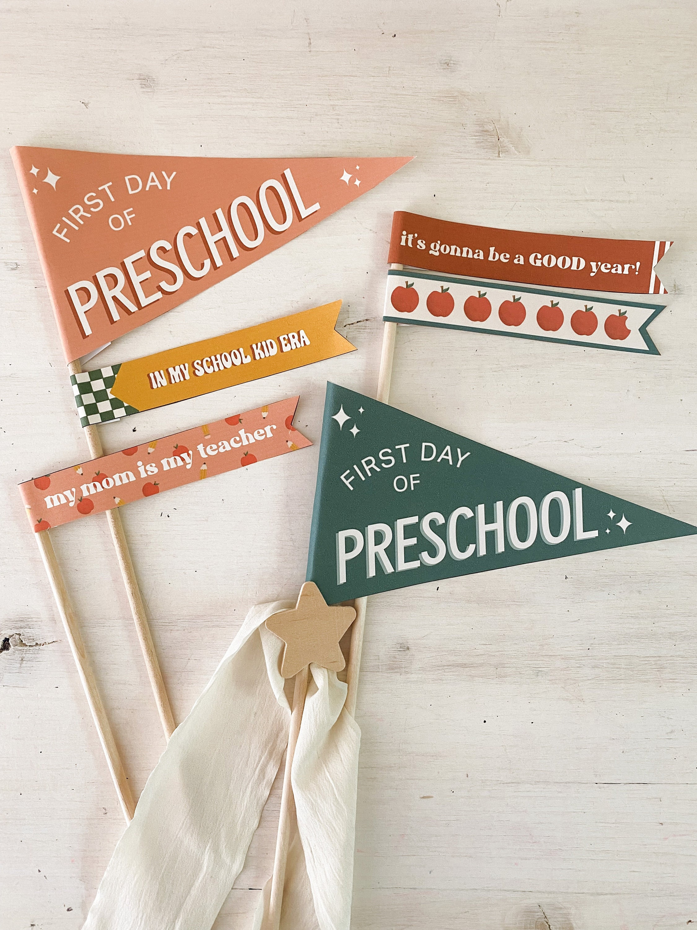 First Day of Preschool Pennants Printables, Lunch Notes, and Back to ...