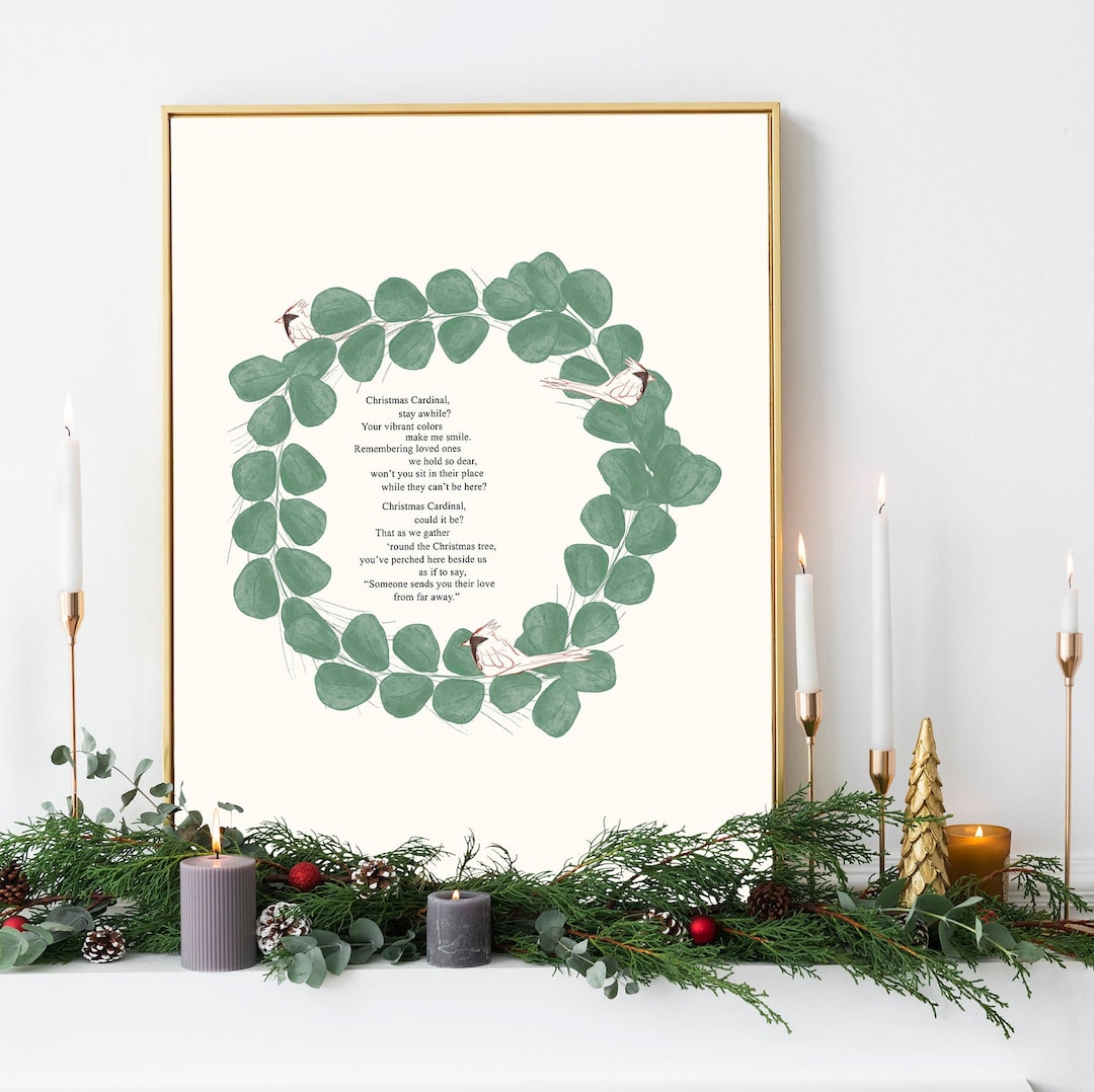 Cardinal Christmas Print, Remembrance Poem, Christmas Watercolor Art ...