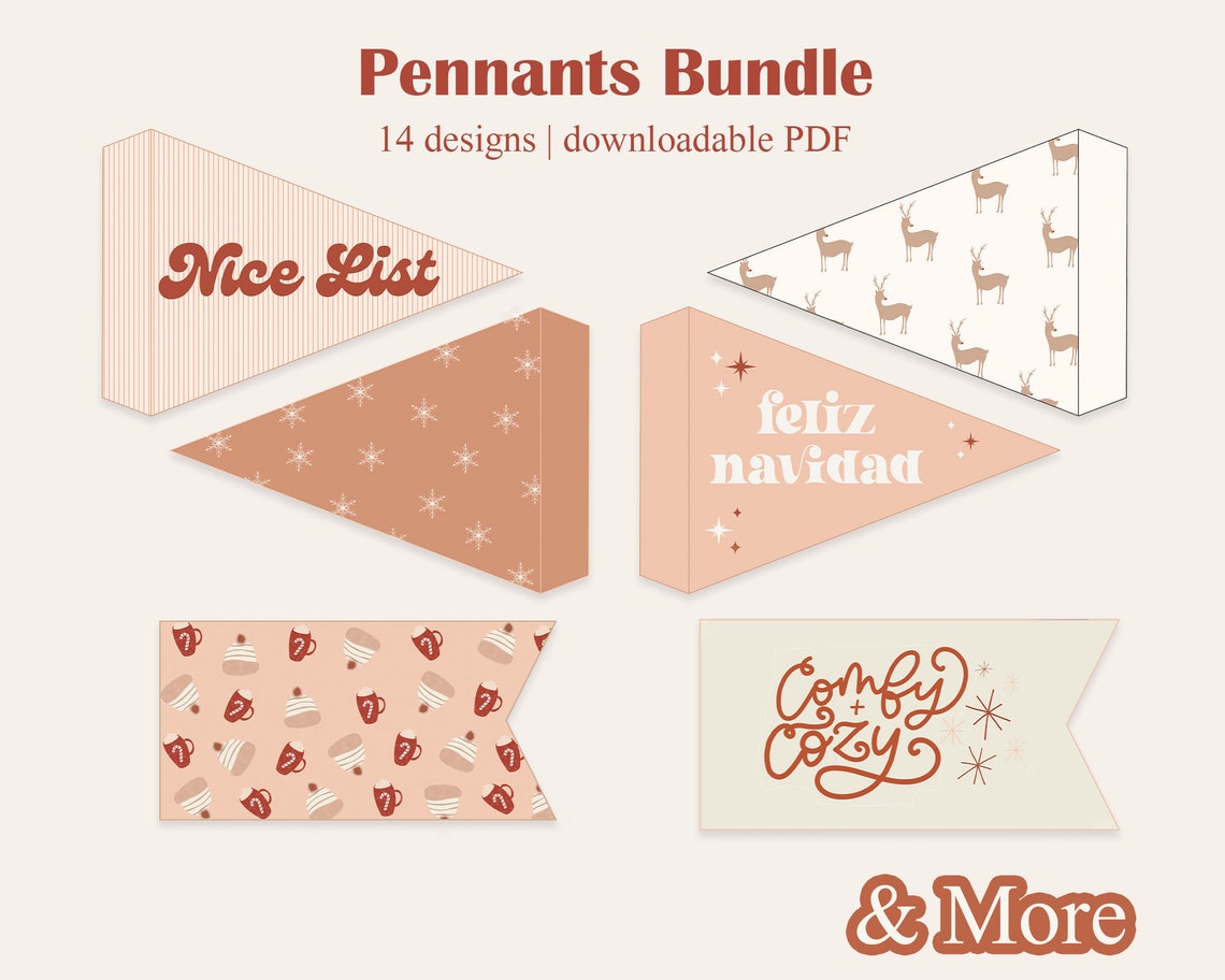 14 Christmas Printable Pennant Flags Bundle Kids Christmas | Etsy