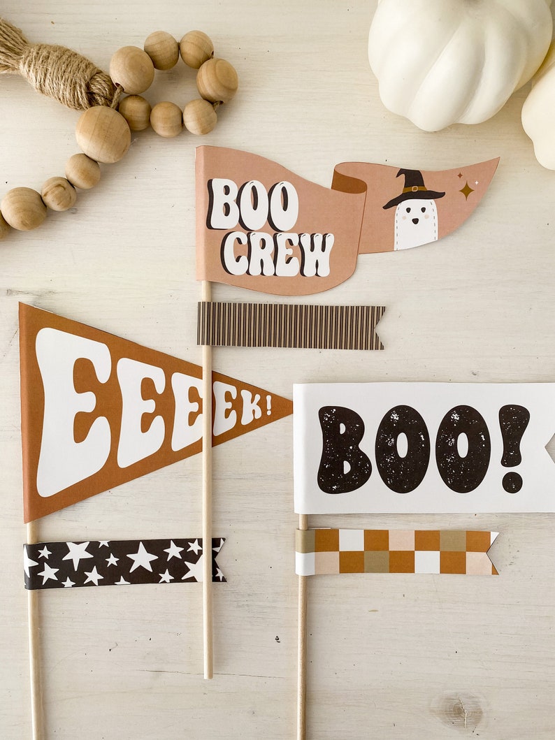 Halloween Pennant Flag Bundle | Neutral Halloween Flags, Boo Basket ...