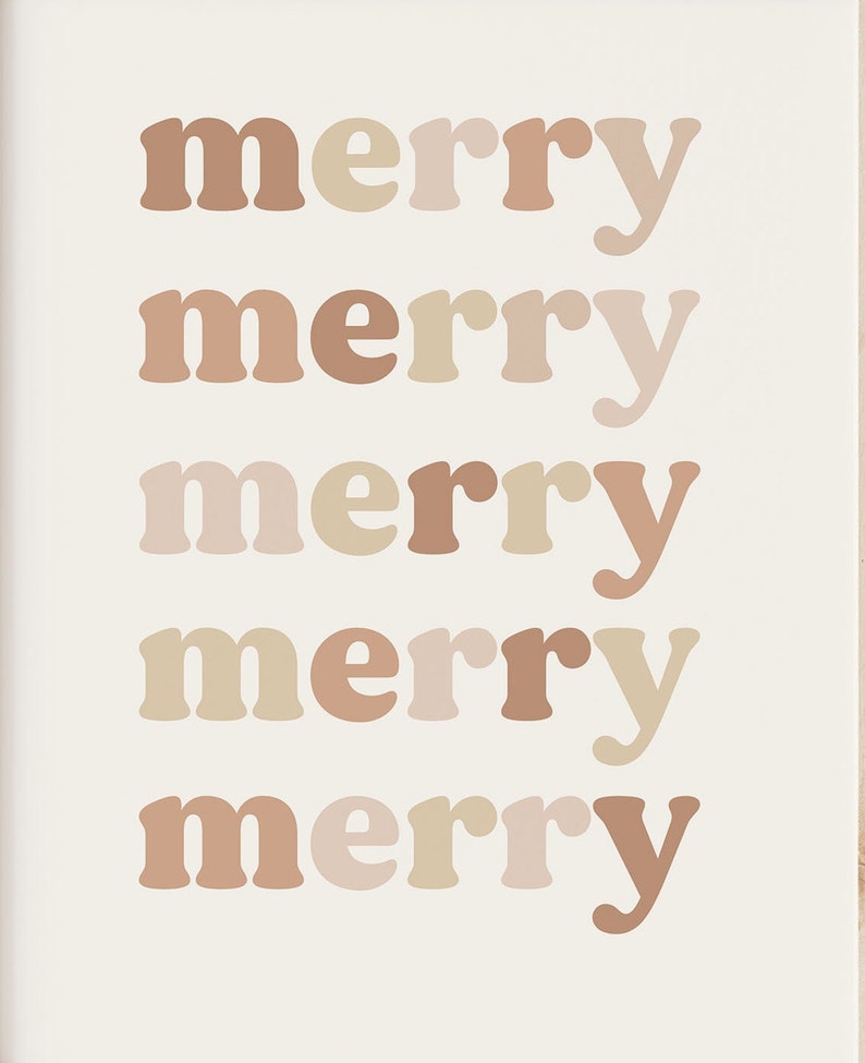Merry Merry Neutral Christmas Digital Print| Christmas Print, Holiday ...