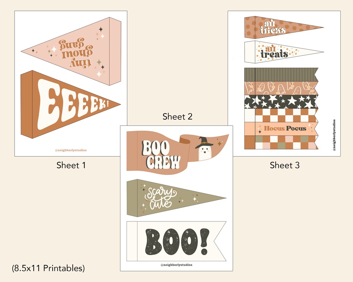 Halloween Pennant Flag Bundle | Neutral Halloween Flags, Boo Basket ...