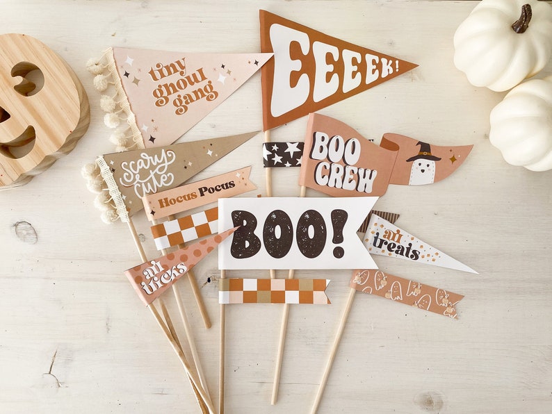 Halloween Pennant Flag Bundle | Neutral Halloween Flags, Boo Basket ...