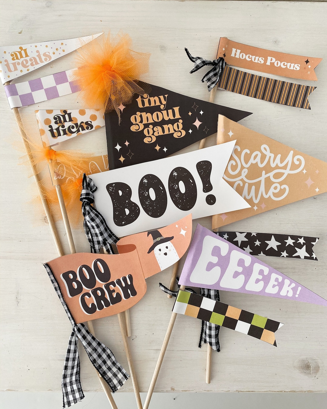 Cute Colorful Halloween Pennant Bundle, Trick or Treat, Boo Basket ...