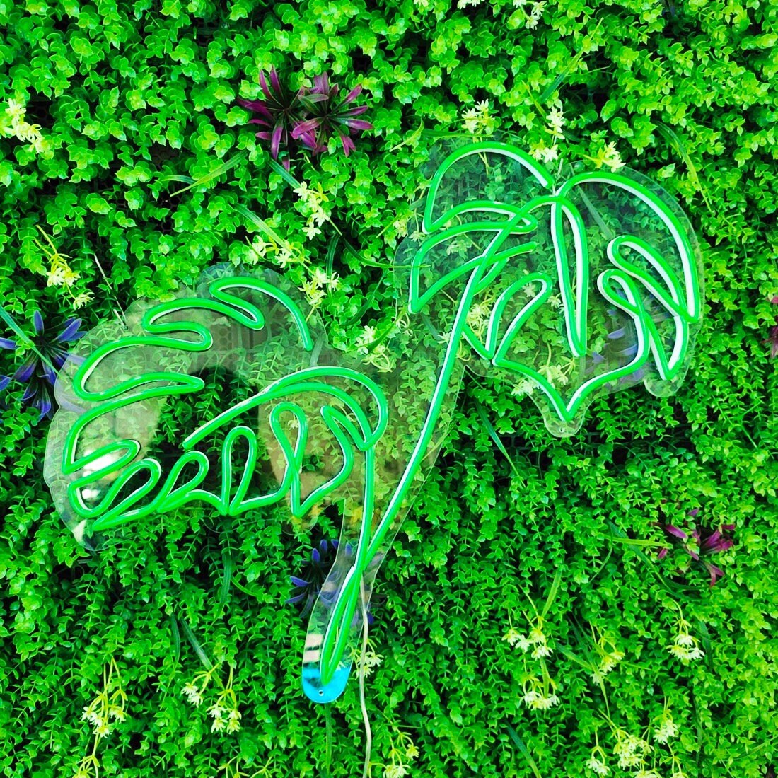 Neon LED Plant Decoration Plant Wall Hanging Palm Leaves LED Sign Neon ...
