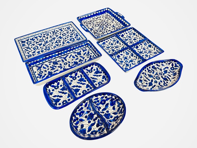 Palestinian Pottery Full Set of Platters || Ceramic and Hand Painted ...