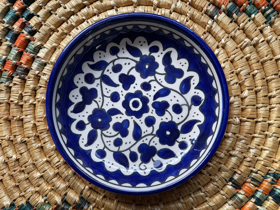 Palestine Pottery Round Flat Edged Plates 13 Cm.ceramic Handmade in ...