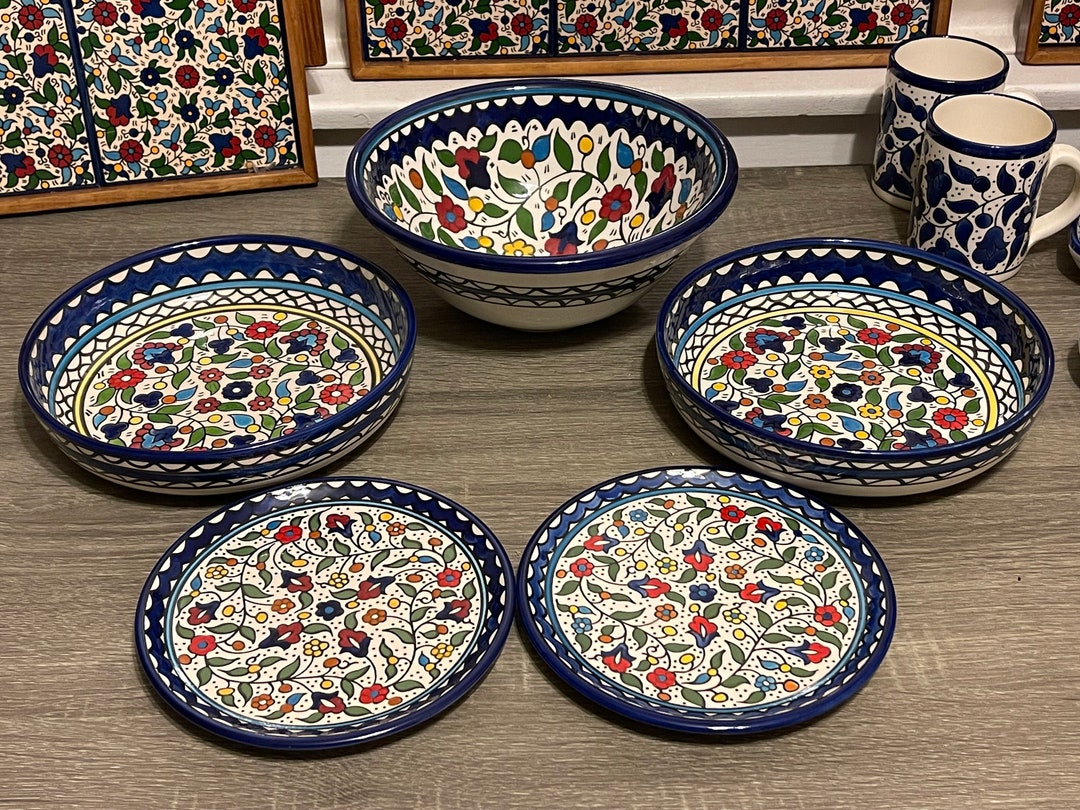 Palestine Pottery Set of 5 Pieces Mixed Bowls and Plates Made in ...