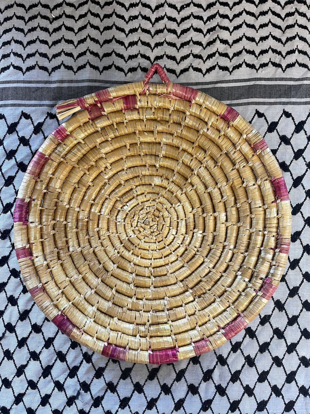 Palestinian Made Straw Tray Medium Size 12 Inch Handmade by Palestinian ...