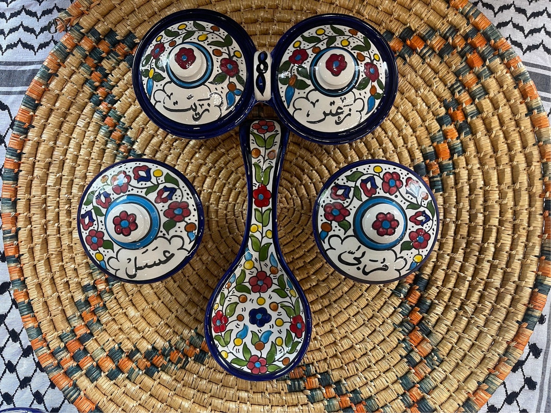 Palestinian Pottery Breakfast Set of Zeit & Zatar, Asal, Mraba, and ...