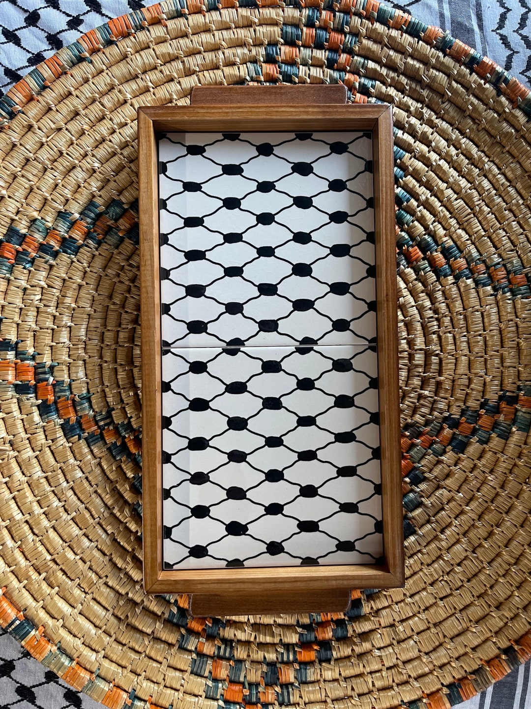 Palestinian Pottery Kuffyeh Ceramic Tray 30x15 Cm Handmade and Hand ...