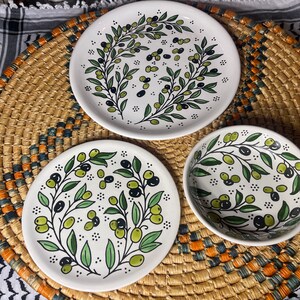 Palestinian Pottery Set of Two Plates and One Bowl Olive Branch ...