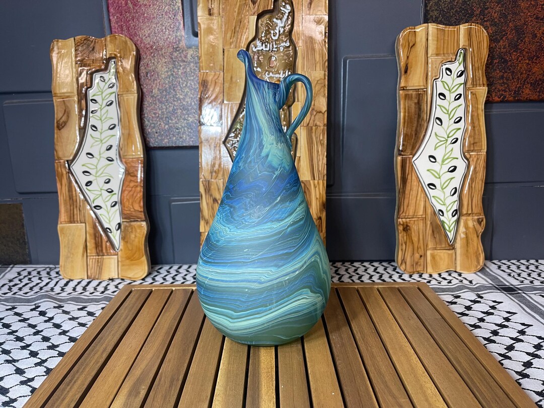 Phoenician Glass Vase Blue Marble Handmade in Palestine - Etsy
