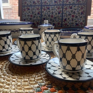 Palestine Kuffiyeh Pottery Coffee Cups Set of 6 Ceramic Handmade in ...