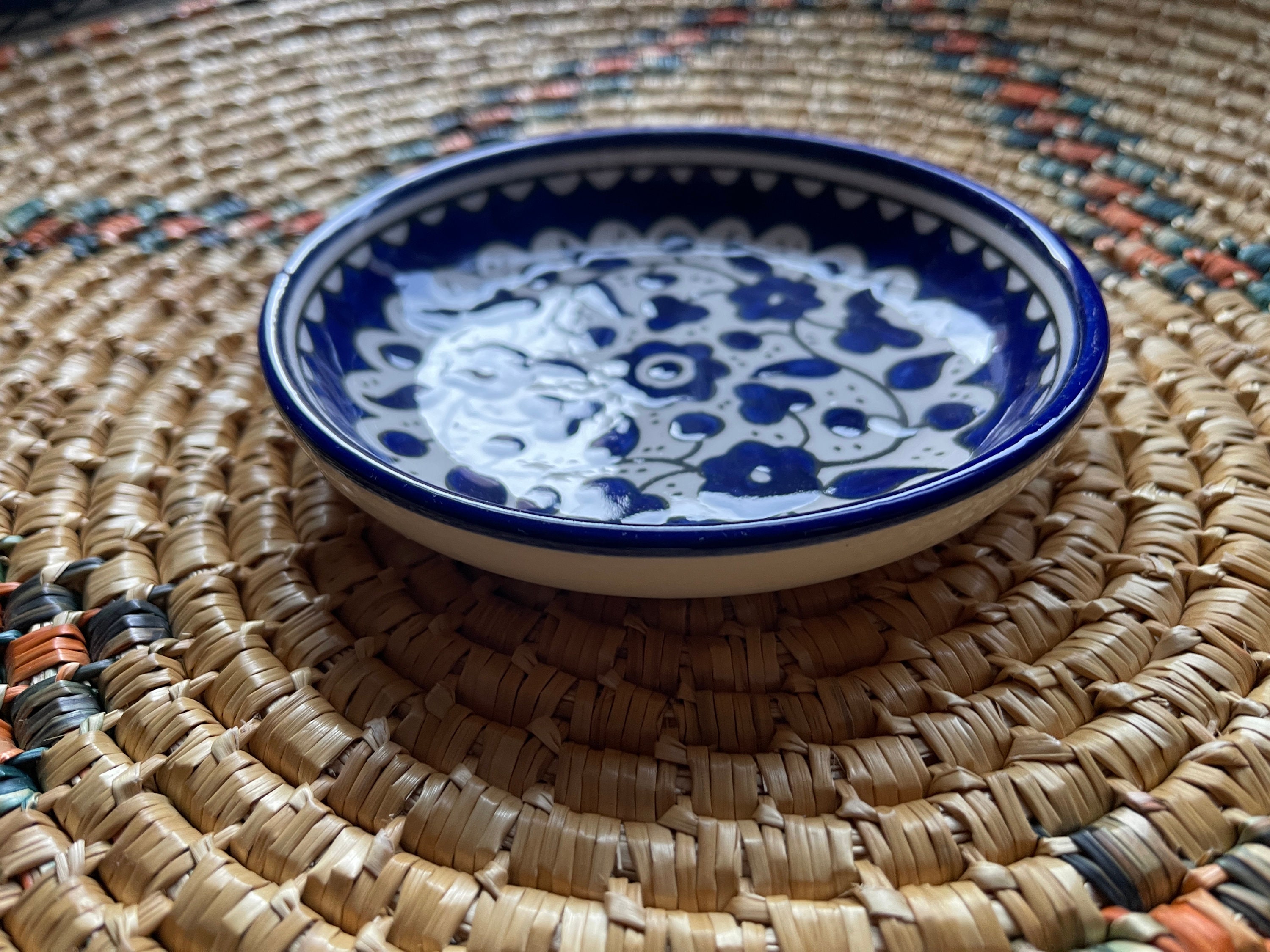 Palestine Pottery Round Flat Edged Plates 13 Cm.ceramic Handmade in ...