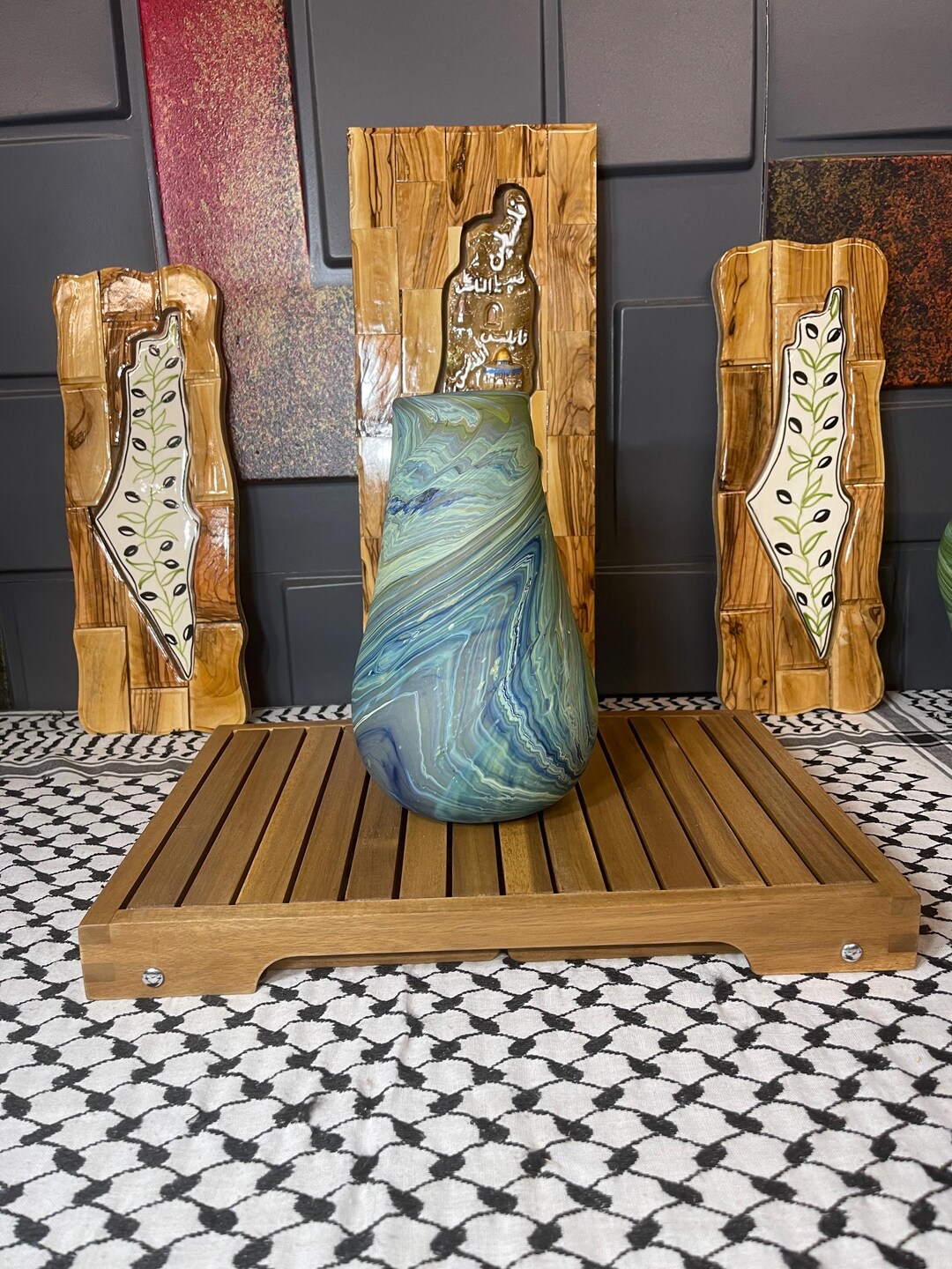 Phoenician Glass Vase Blue Marble Handmade in Palestine - Etsy