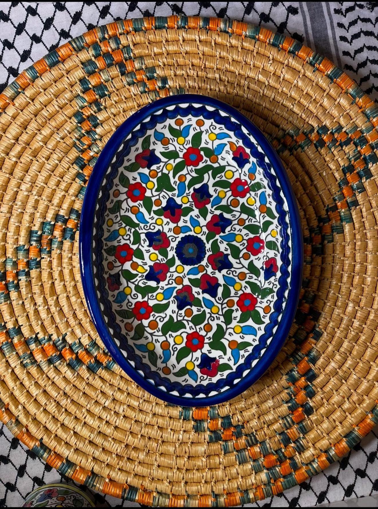 Oval Serving Platter Palestinian Pottery Oval Serving Platter Handmade ...