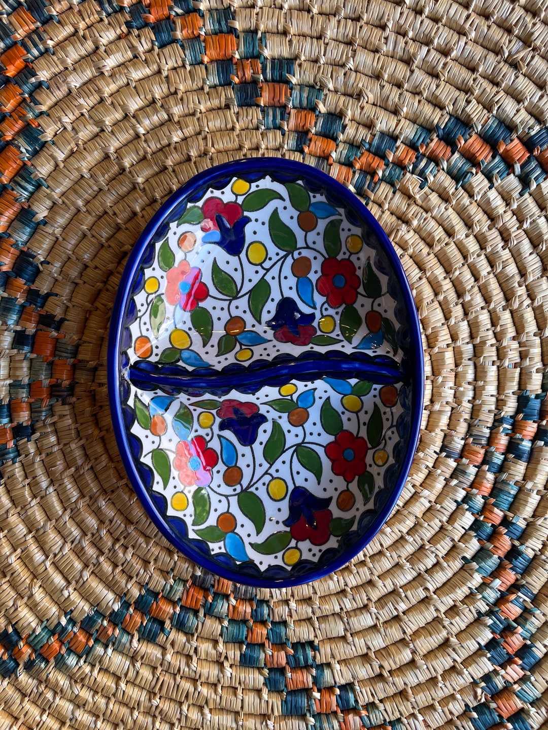 Palestinian Pottery Divided Plate Ceramic Handmade & Hand Painted Made ...