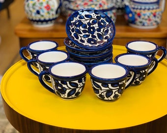 Kuffia Arabic Coffee Cups Set Set of 6 Cups Palestinian - Etsy