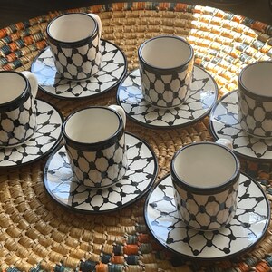 Palestine Kuffiyeh Pottery Coffee Cups Set of 6 Ceramic Handmade in ...