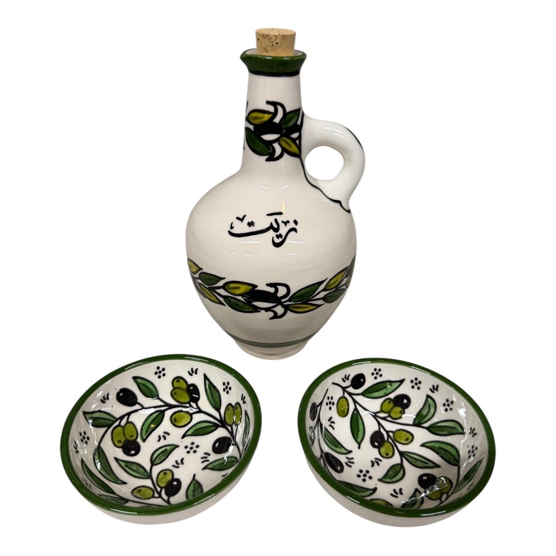 Palestine Pottery Olive Branch Palestinian Ceramic Oil Dispenser and ...