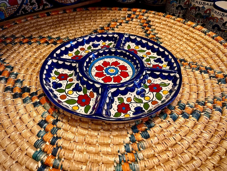 Palestine Pottery Divided Plate 23 Cm Ceramic Handmade and Hand Painted ...