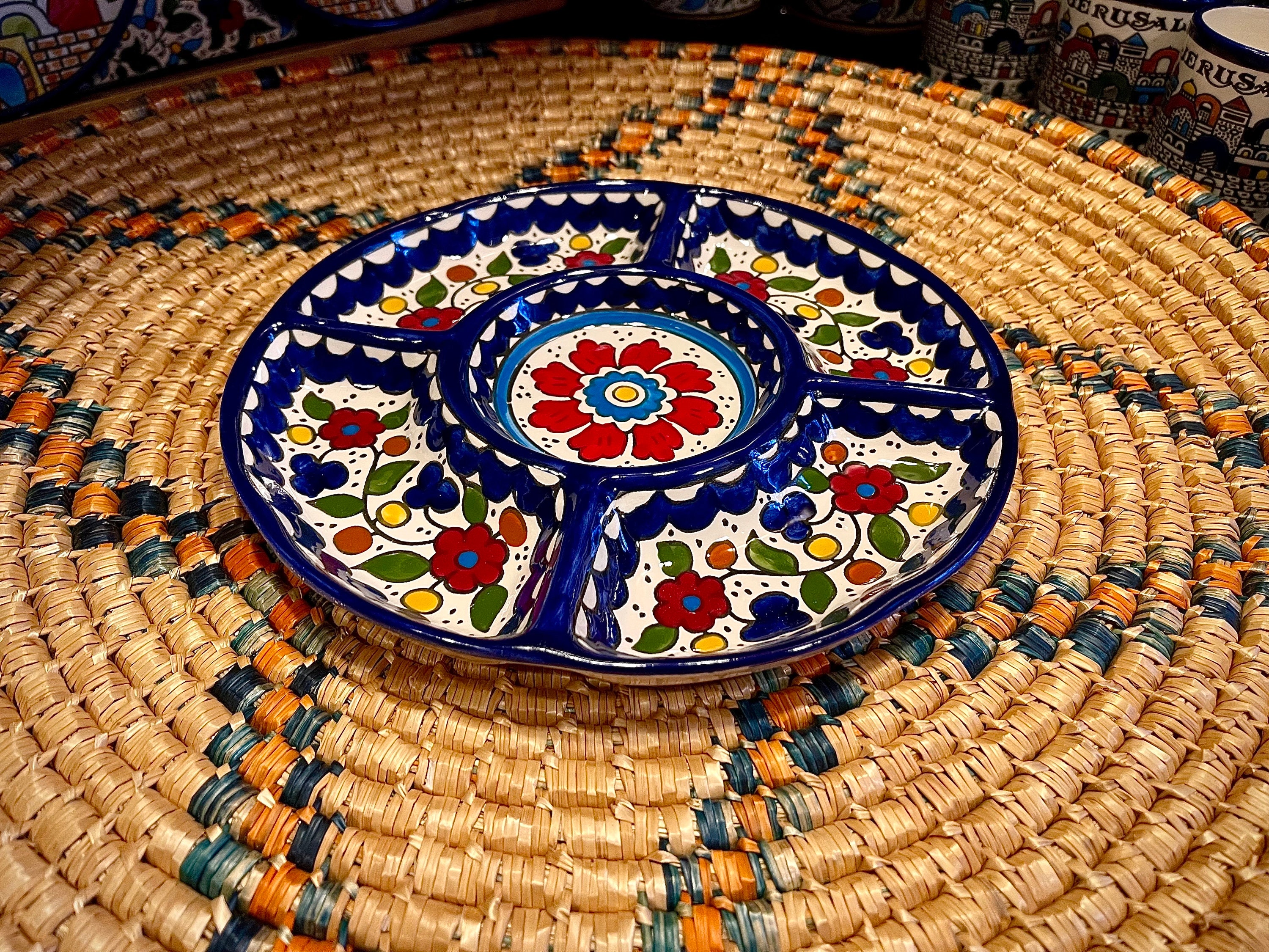 Palestine Pottery Divided Plate 23 Cm Ceramic Handmade and Hand Painted ...