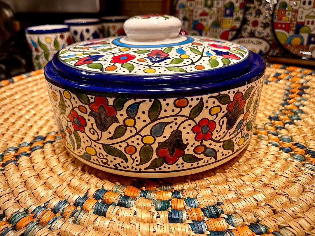 Palestine Pottery Sweets Container Large Ceramic Handmade in PALESTINE ...