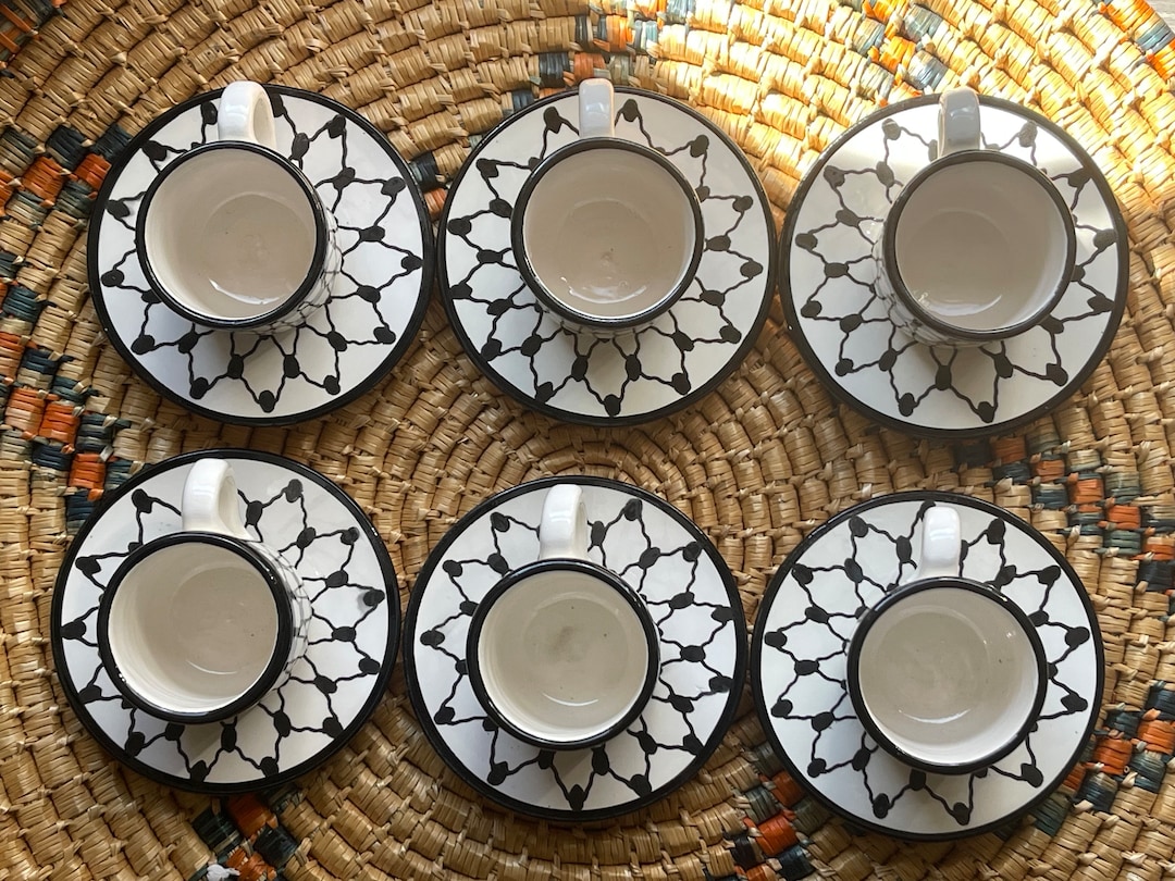 Palestine Kuffiyeh Pottery Coffee Cups Set of 6 Ceramic Handmade in ...
