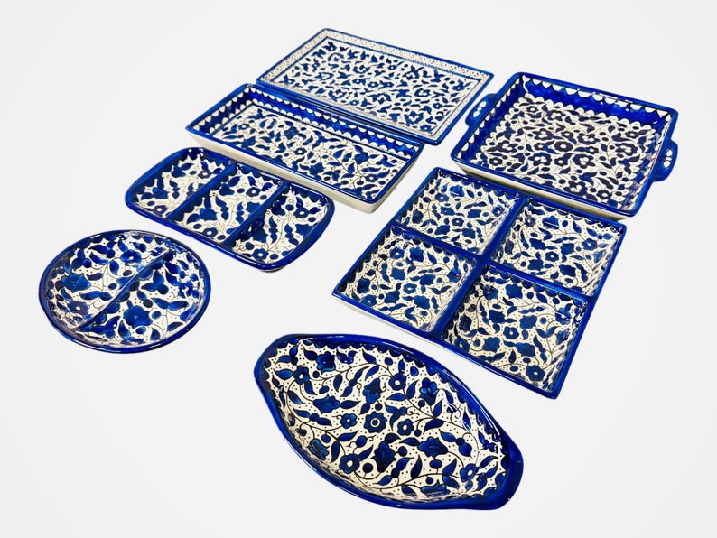 Palestinian Pottery Full Set of Platters || Ceramic and Hand Painted ...