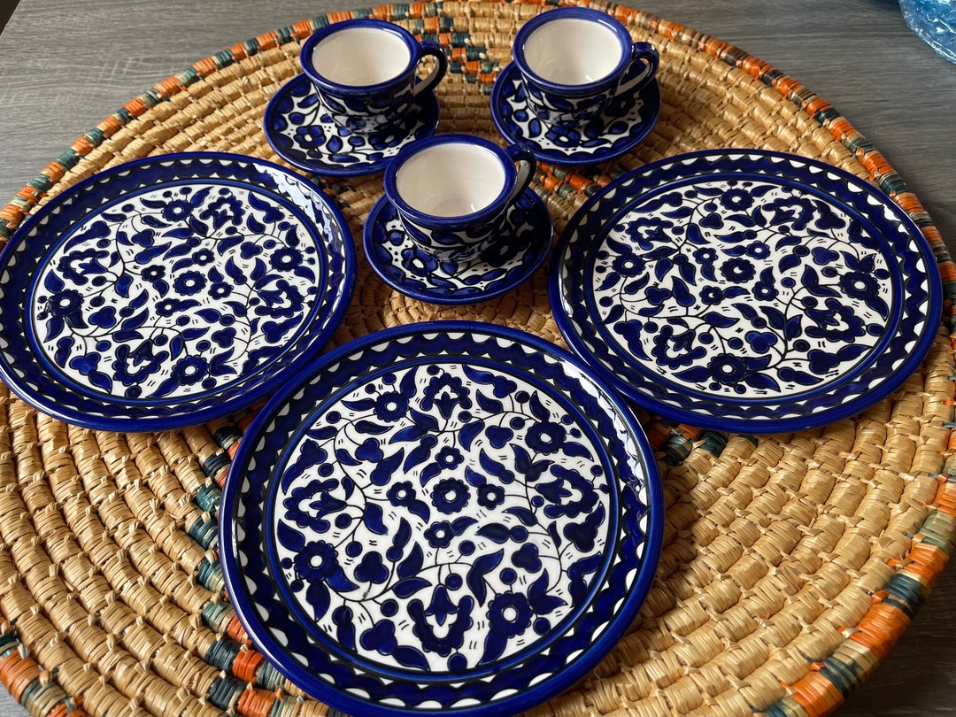 Set of 3 Arabic Coffee Cups With 16 Cm Around Dessert Plates Made in ...