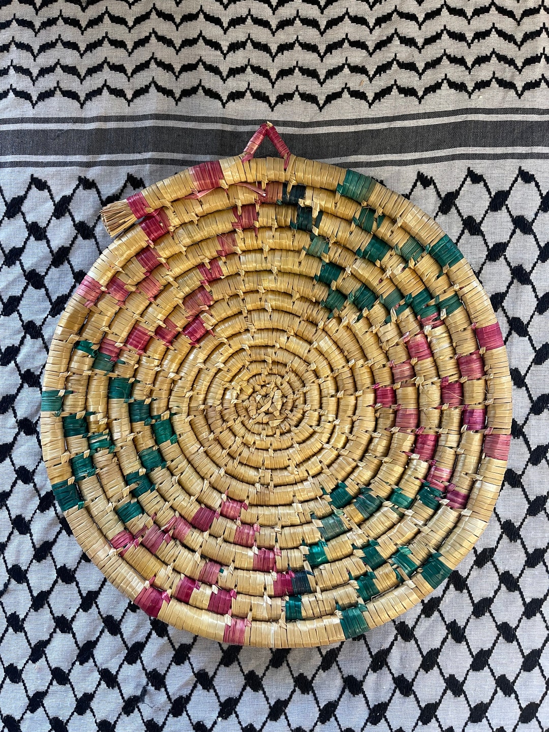 Palestinian Made Straw Tray Medium Size 12 Inch Handmade by Palestinian ...