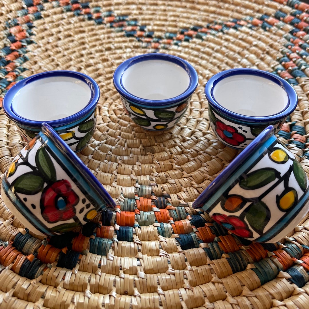 Palestinian Pottery Coffee Cups Set of 5 Ceramic Handmade in Palestine ...