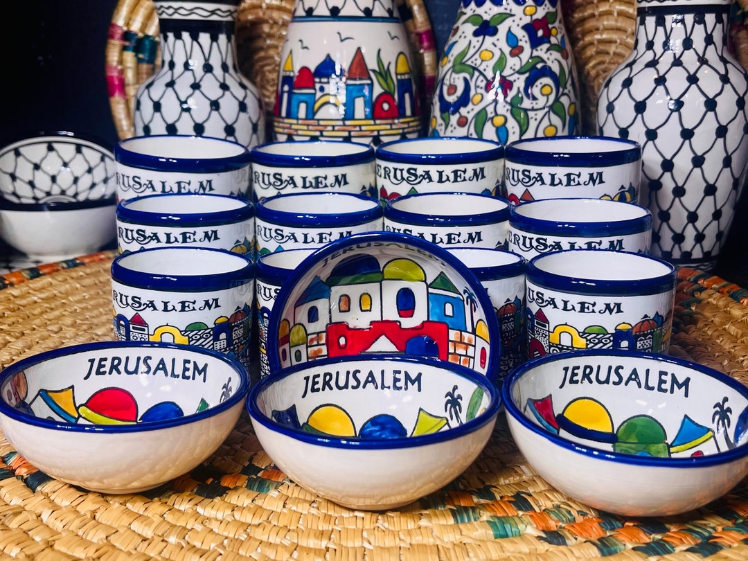 Palestine Pottery Set of 12 Mugs 3 Sizes and 4 Deep 9 Cm Bowls ...
