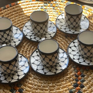 Palestine Kuffiyeh Pottery Coffee Cups Set of 6 Ceramic Handmade in ...