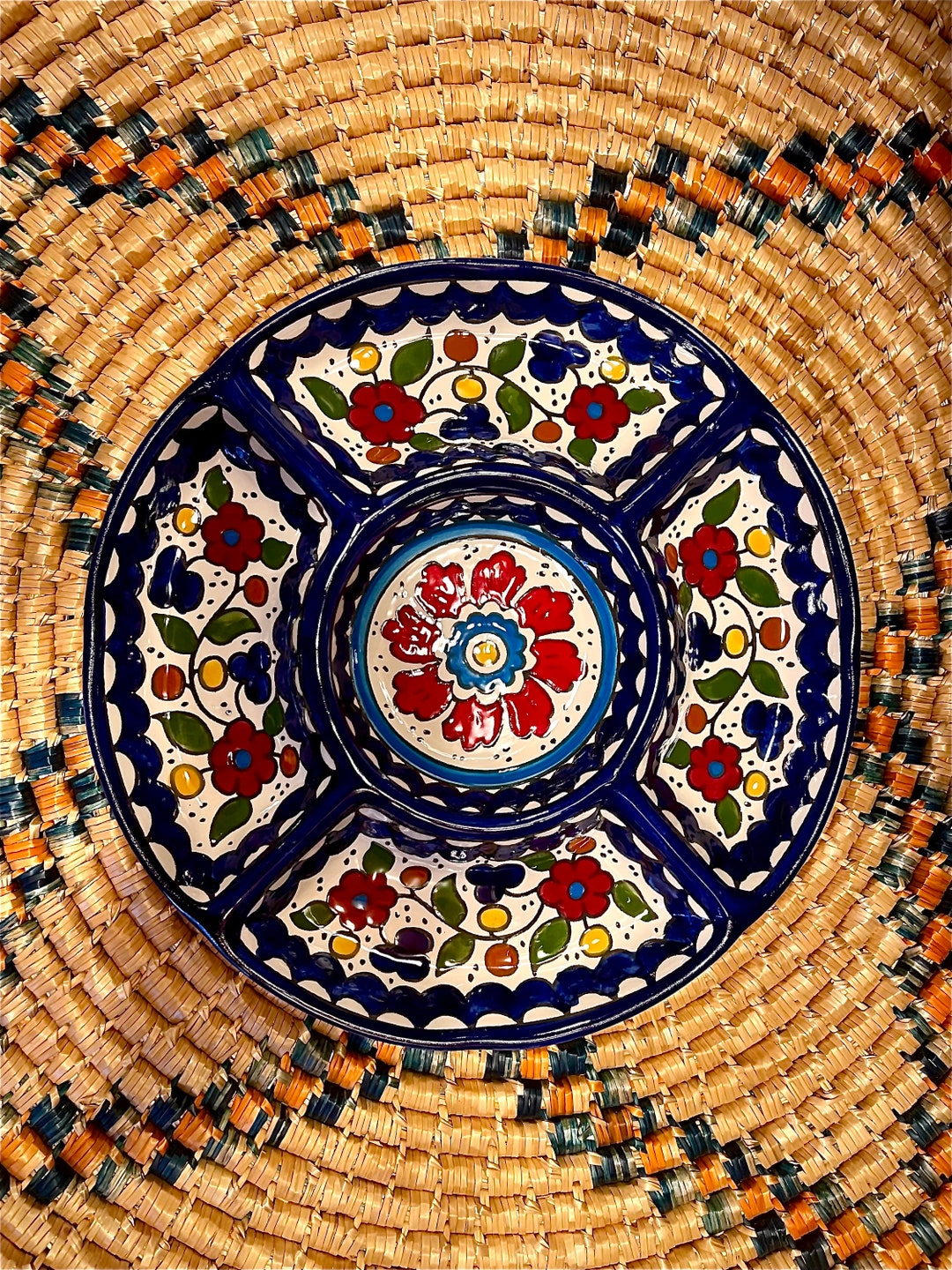 Palestine Pottery Divided Plate 23 Cm Ceramic Handmade and Hand Painted ...