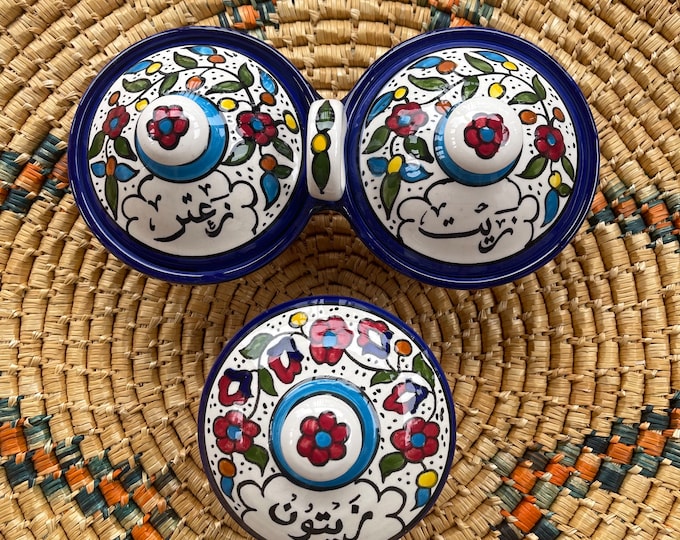 Palestine Pottery 7 Pieces Divided Serving Plate 14 Inch Handmade ...