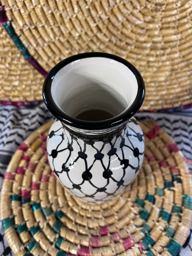 Keffiyeh Palestinian Ceramic Vase 9x4 Inch Hand Painted and Handmade in ...