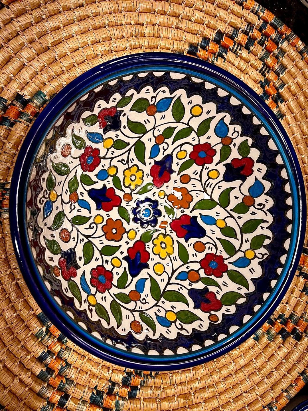Palestine Ceramic Fruits Deep Serving Bowl Blue Floral Cm Design ...
